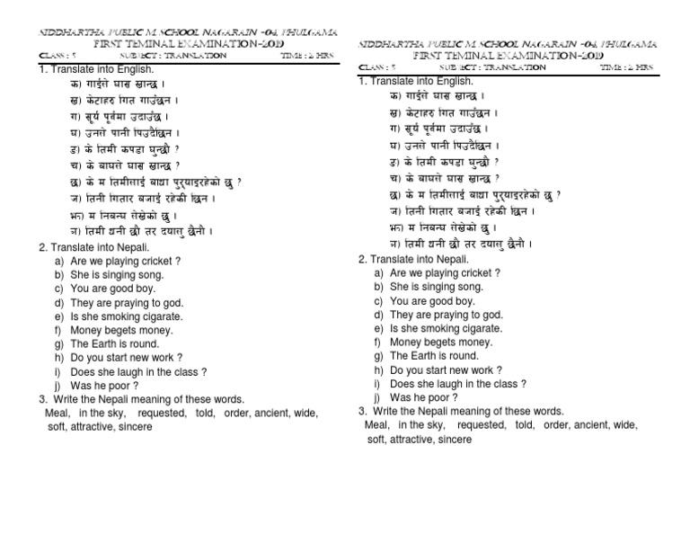 Class 5 Translation | PDF