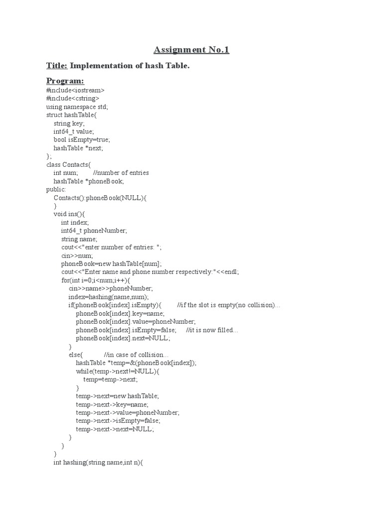Implementation of hash table in C | PDF | Computer Science | Algorithms