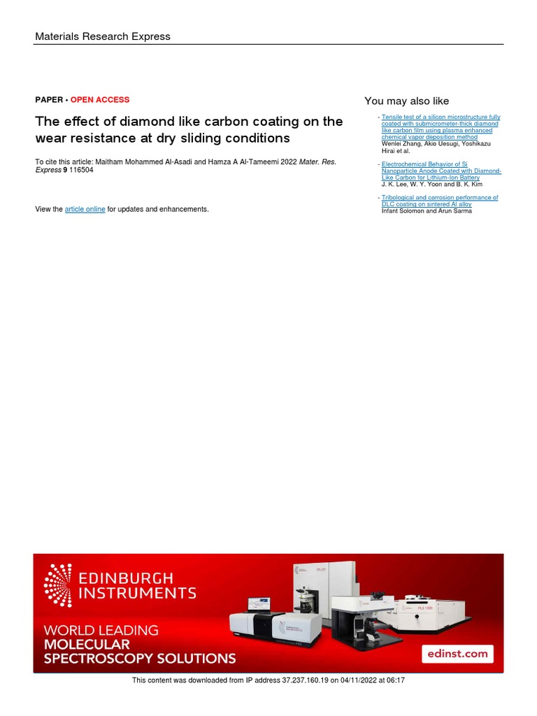 Diamond Like Carbon DLC Coating | PDF