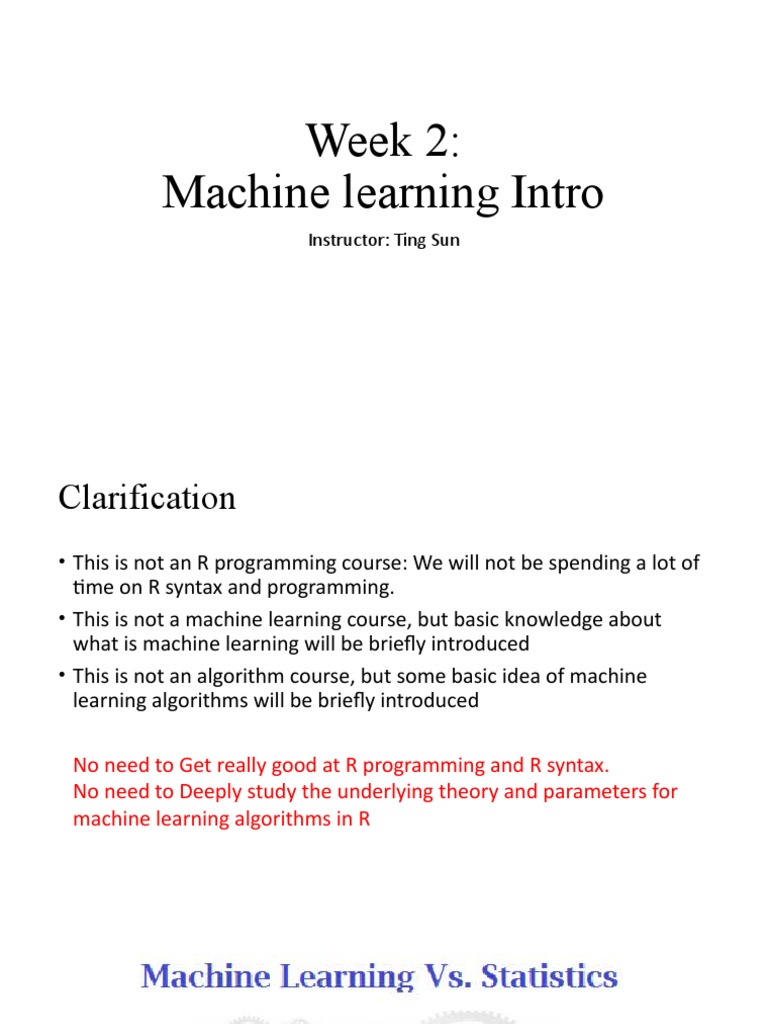 Week 2: Machine Learning Intro: Instructor: Ting Sun | PDF ...
