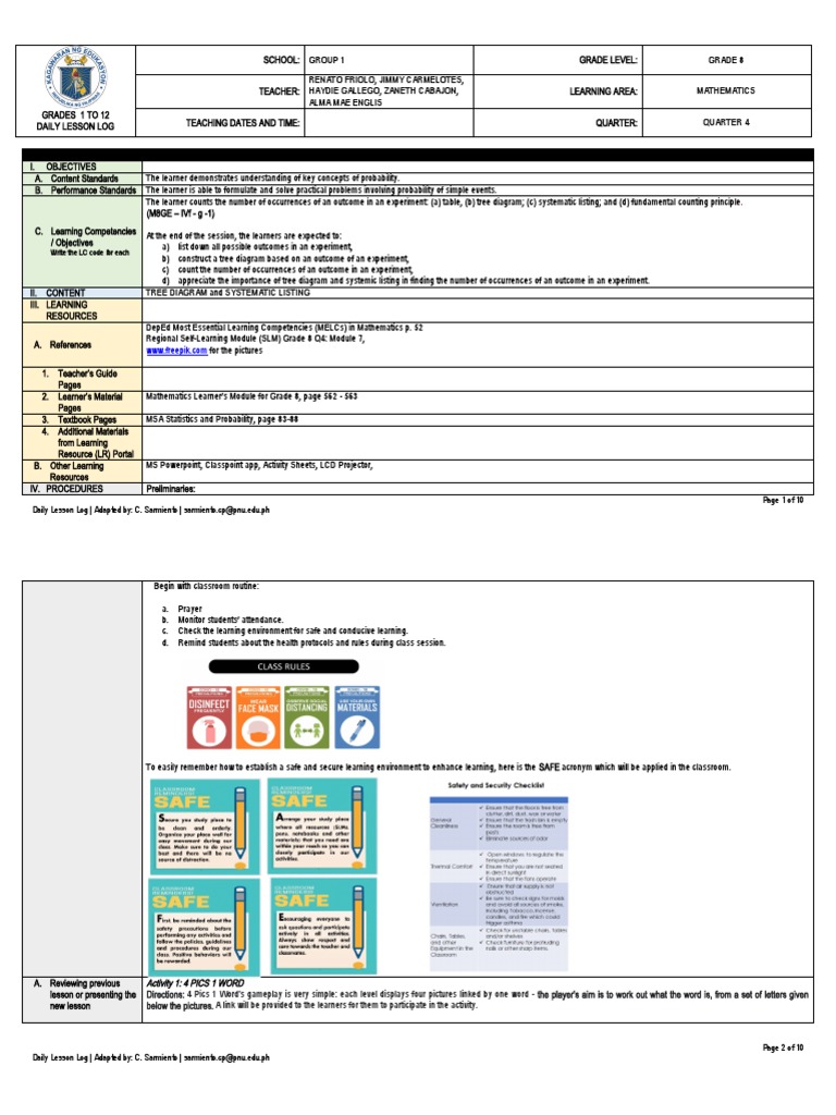 Write The LC Code For Each: Page 1 of 10 Daily Lesson Log - Adapted By ...