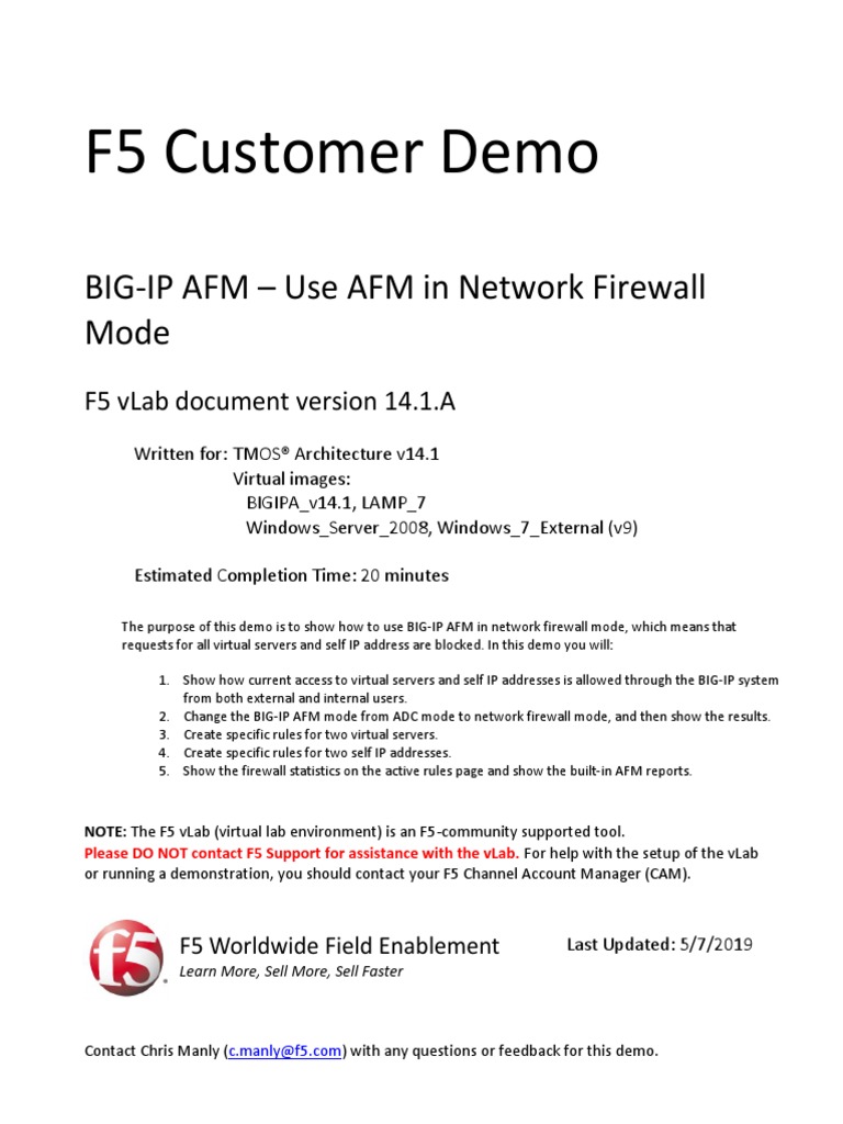 F5 Customer Demo: BIG-IP AFM - Use AFM in Network Firewall Mode | PDF ...