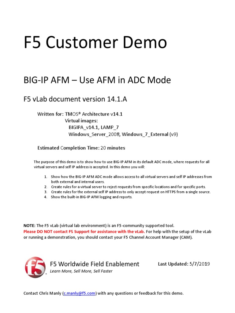 F5 Customer Demo: Big-Ip Afm - Use Afm in Adc Mode | PDF