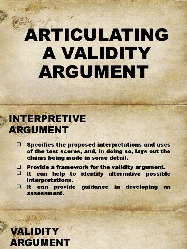Articulating A Validity Argument | PDF