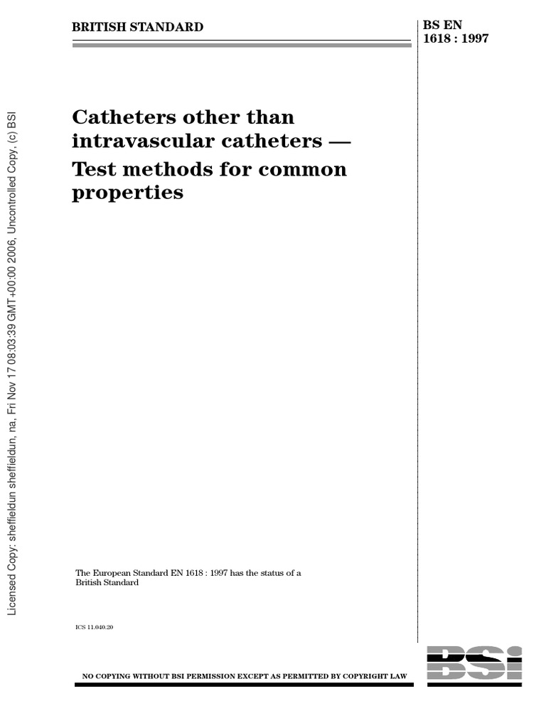 Catheter Testing Standards Overview | PDF | European Union | Health Care