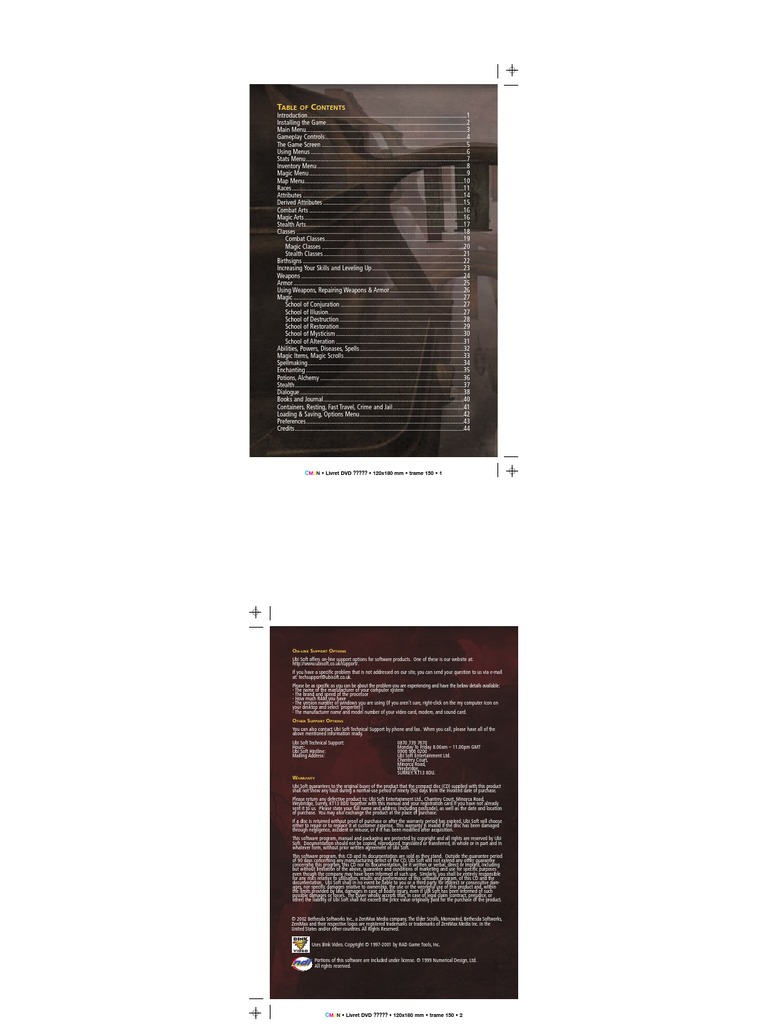 Morrowind Manual | PDF | Menu (Computing) | Magician (Fantasy)