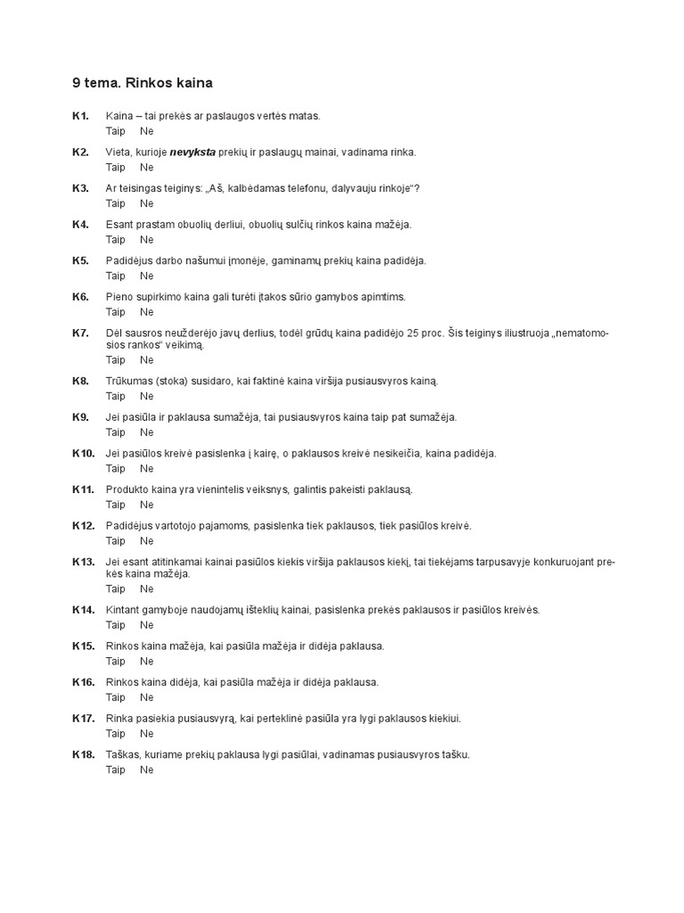 Rinkos Kaina - K | PDF