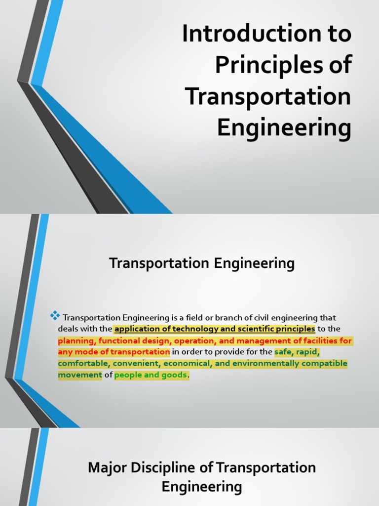 Lecture 1 - Introduction To Principles of Transportation Engineering ...