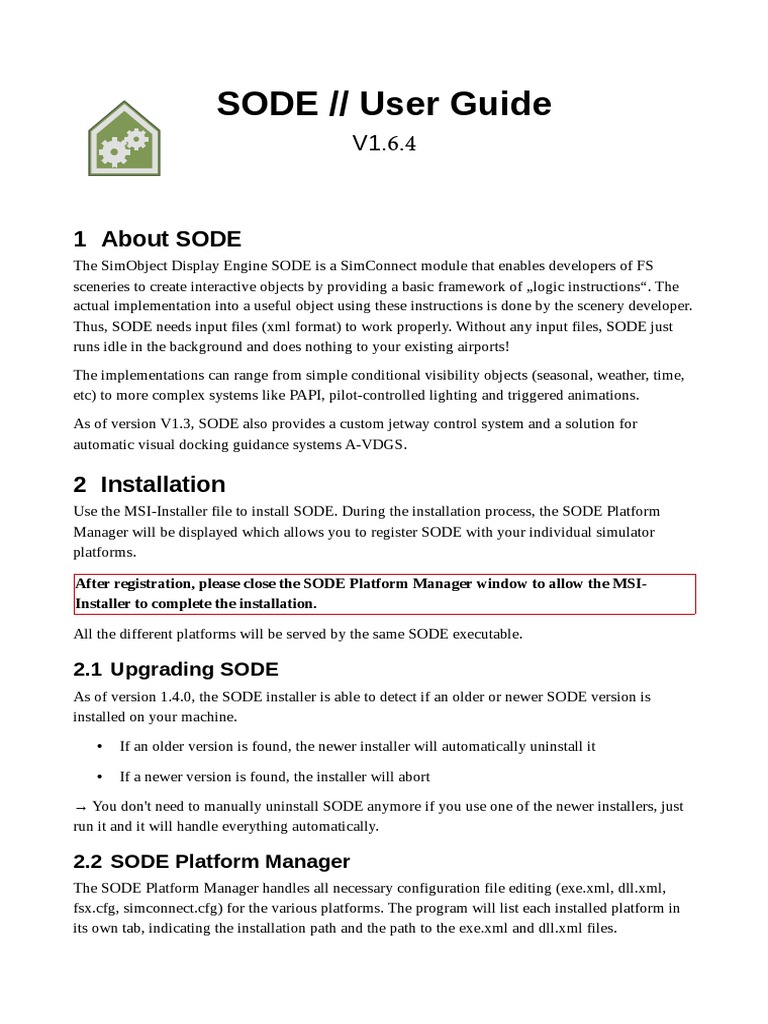 SODE UserGuide | PDF | Installation (Computer Programs) | Computer Science