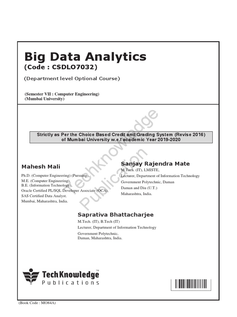 Techknowledge Publication: Big Data Analytics | PDF | Apache Hadoop | Map Reduce