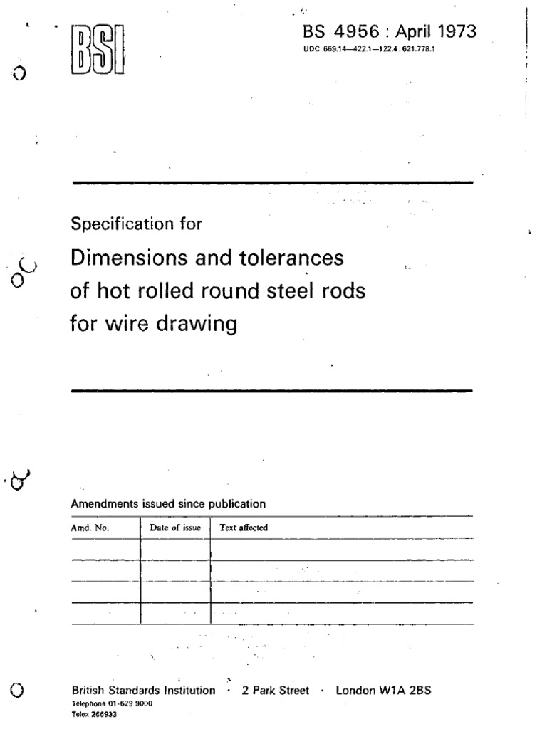 Dimensions and Tolerances of Hot Rolled Round Steel Rods For Wire ...