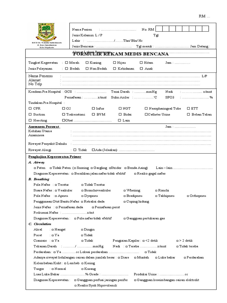 Formulir RM Rawat Bencana | PDF
