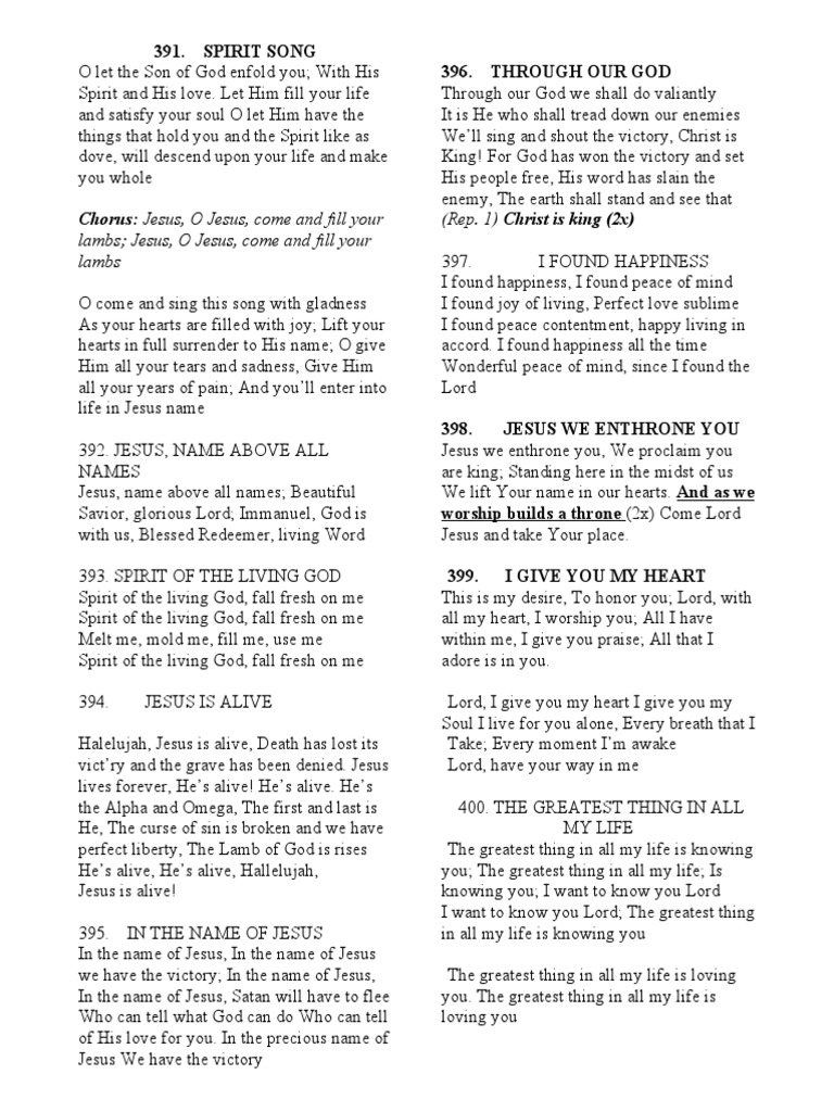 Contemporary Songs 1 | PDF | Jesus | Glory (Religion)