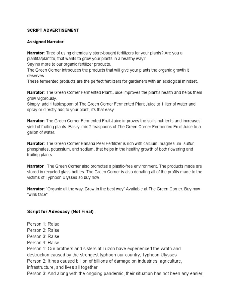 Script Advertisement | PDF | Fertilizer | Agriculture