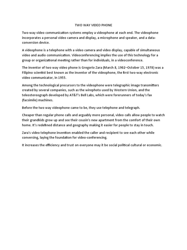 Two Way Video Phone | PDF