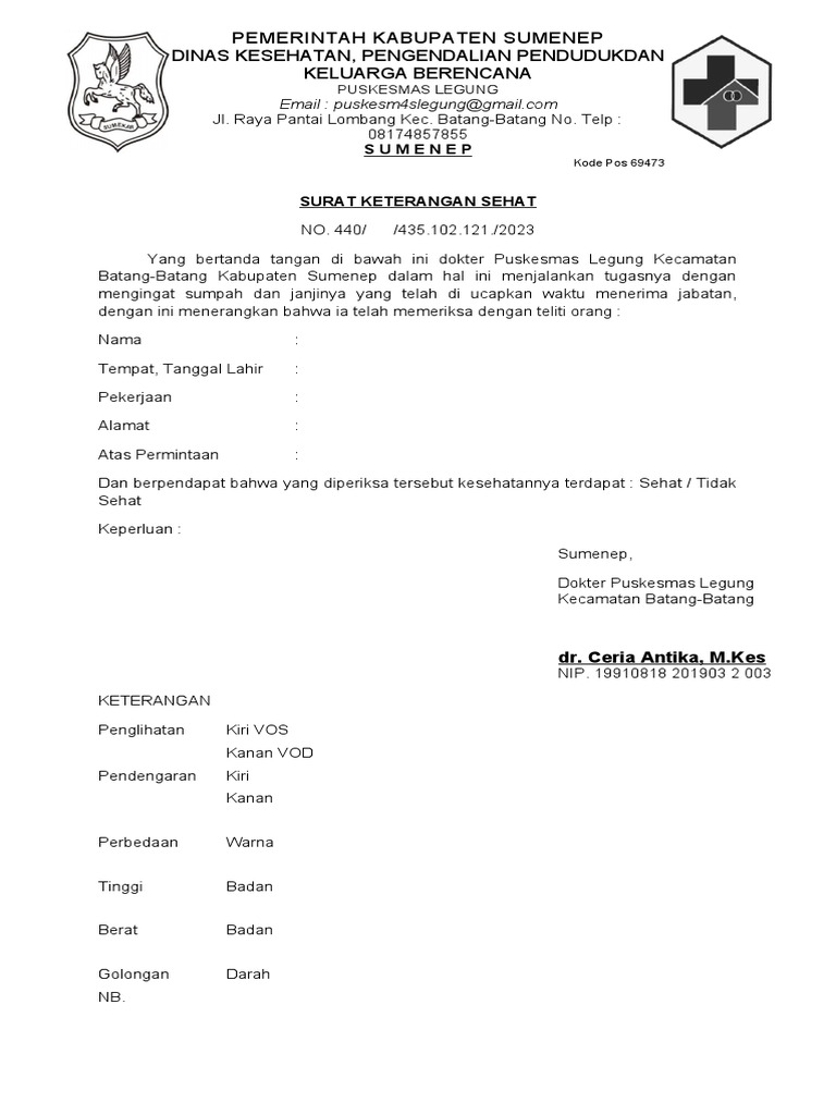 Surat Keterangan Sehat | PDF