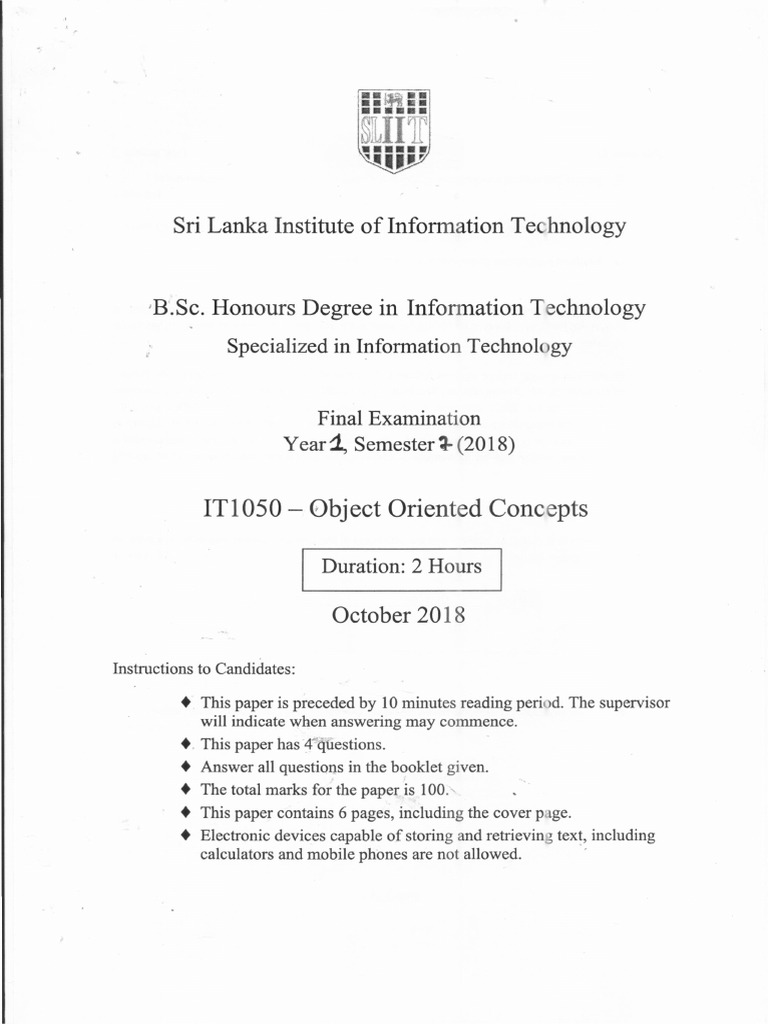 It1050 Ooc Pdf Method Computer Programming Class Computer Programming