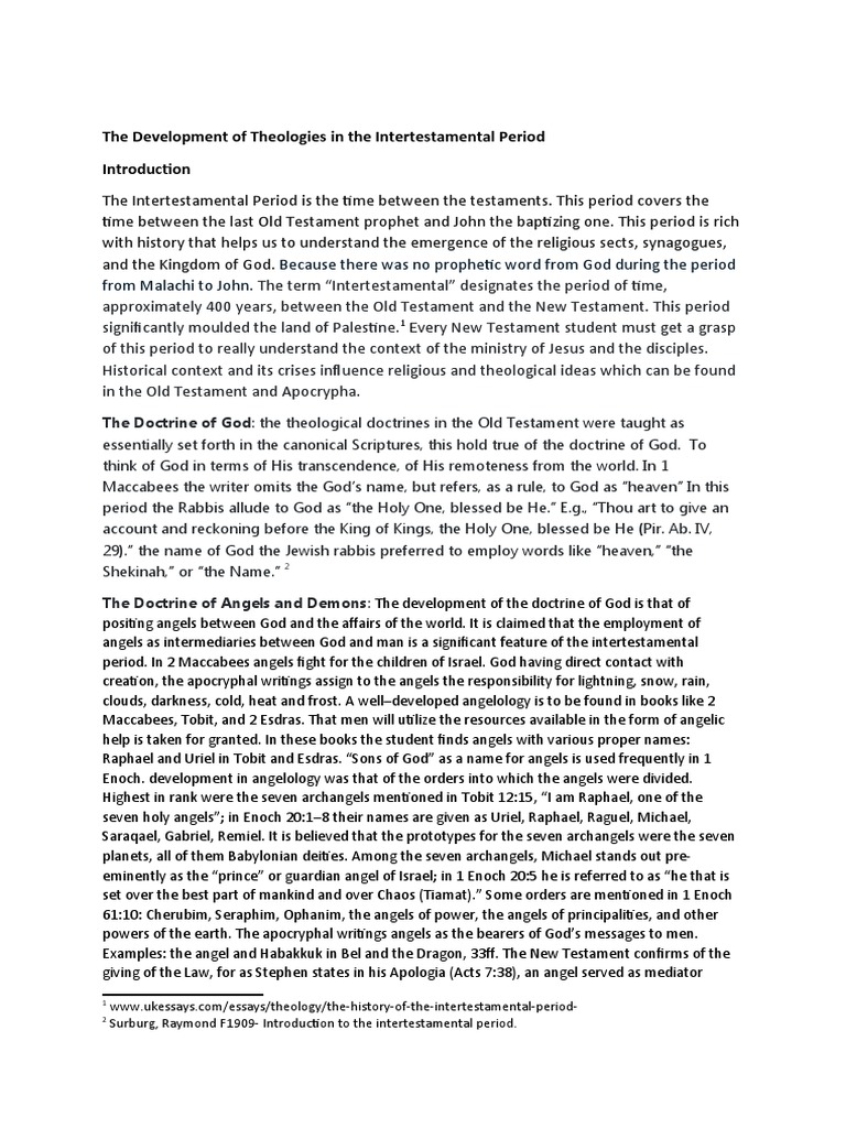 Theology of Intertestamental Period | PDF | Archangel | Angel