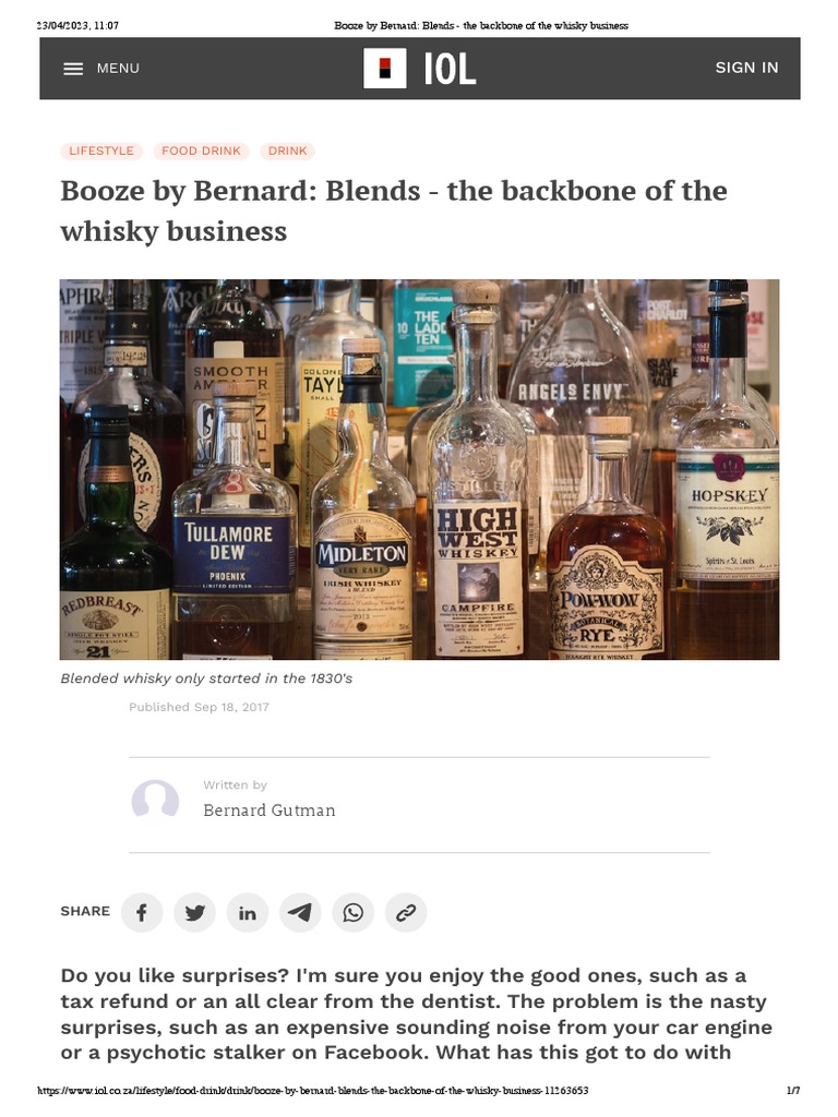 Booze by Bernard - Blends - The Backbone of The Whisky Business | PDF ...