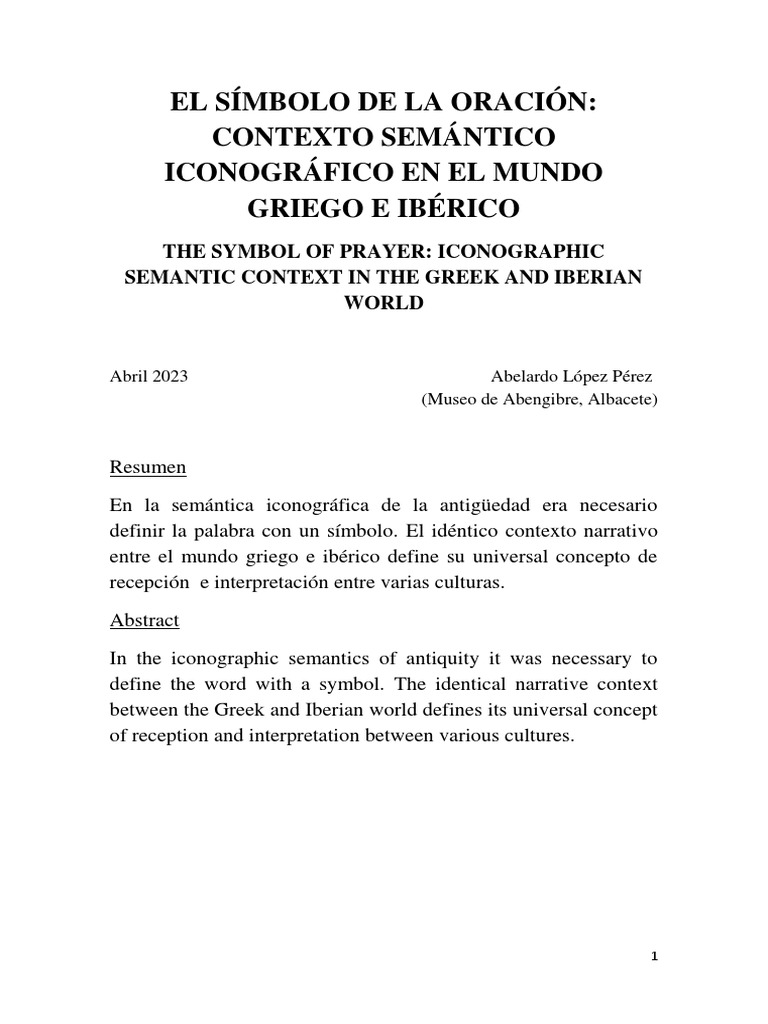 El Símbolo de La Oración: Contexto Semántico Iconográfico en El Mundo ...