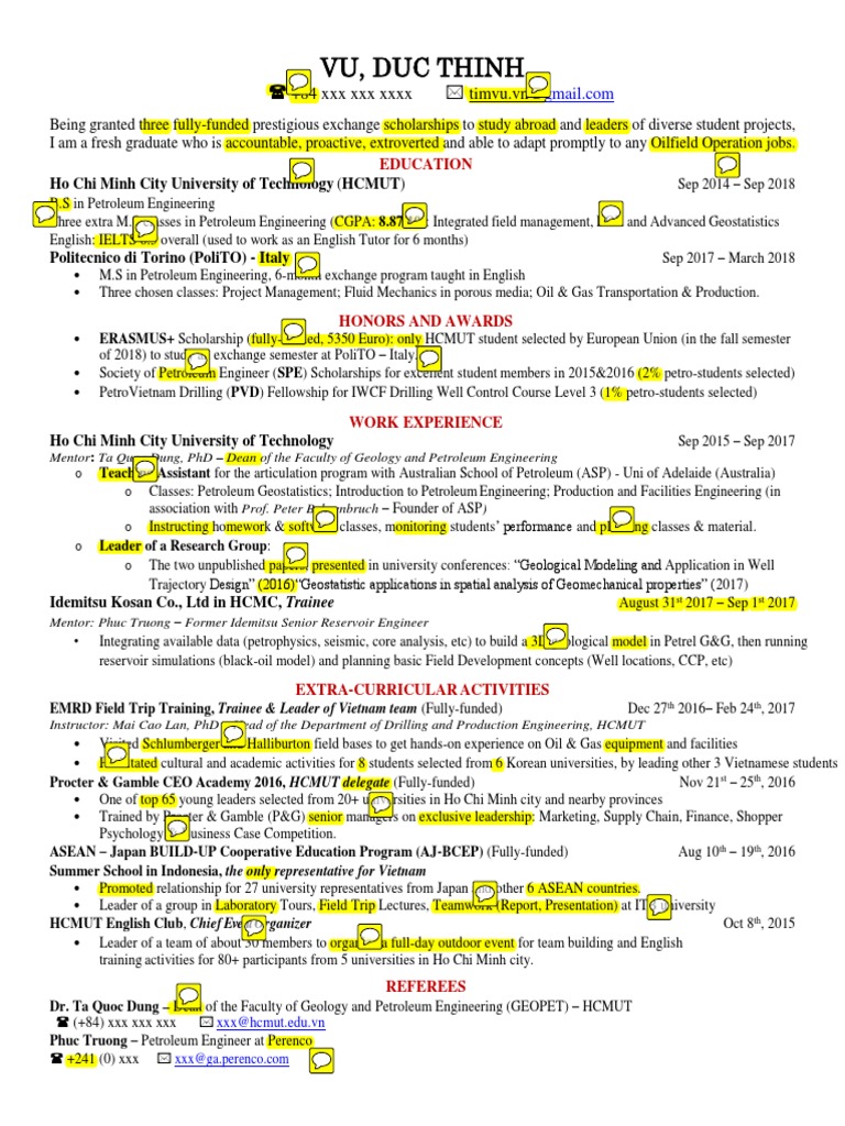 CV Tim Vũ | PDF | Petroleum