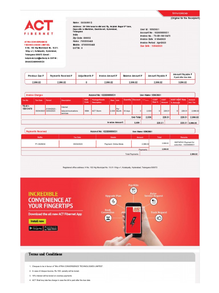 Internet April 2023 | PDF | Cheque | Invoice