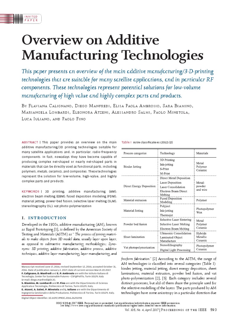 Overview On Additive Manufacturing Techn | PDF