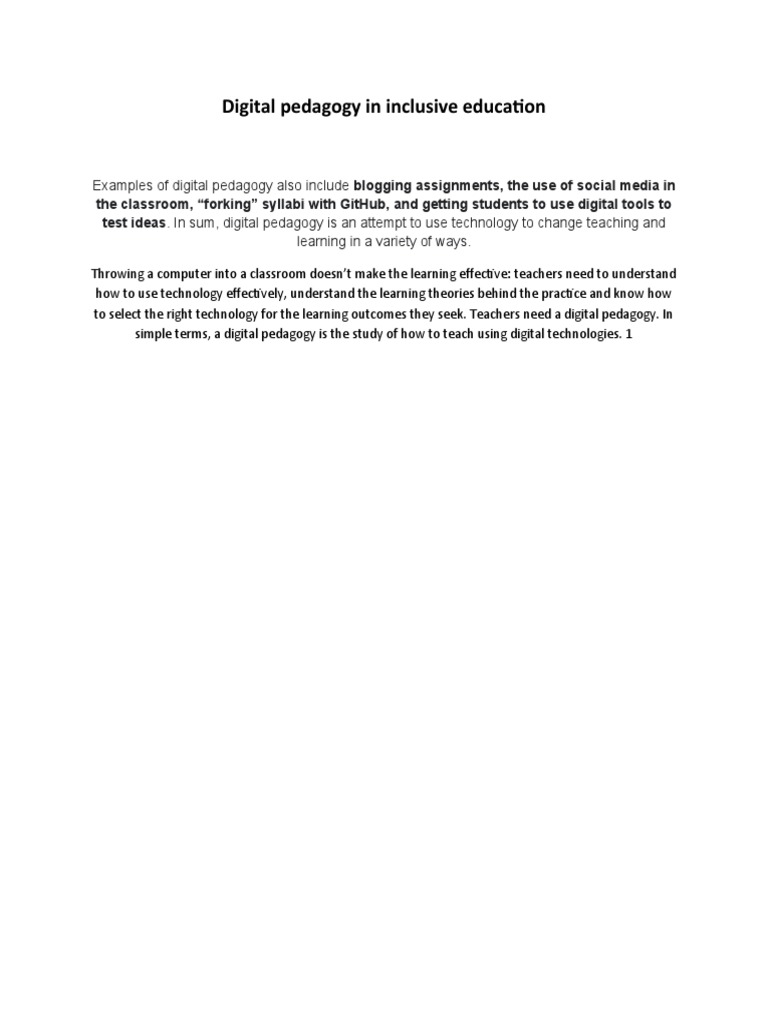 Digital Pedagogy in Inclusive Education | PDF