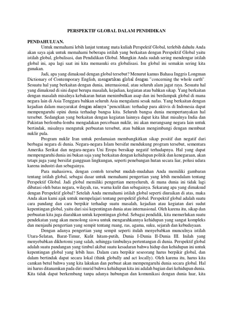 Perspektif Global Dalam Pendidikan | PDF