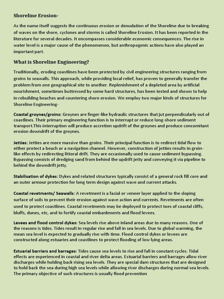 Shoreline Erosion | PDF | Levee | Beach