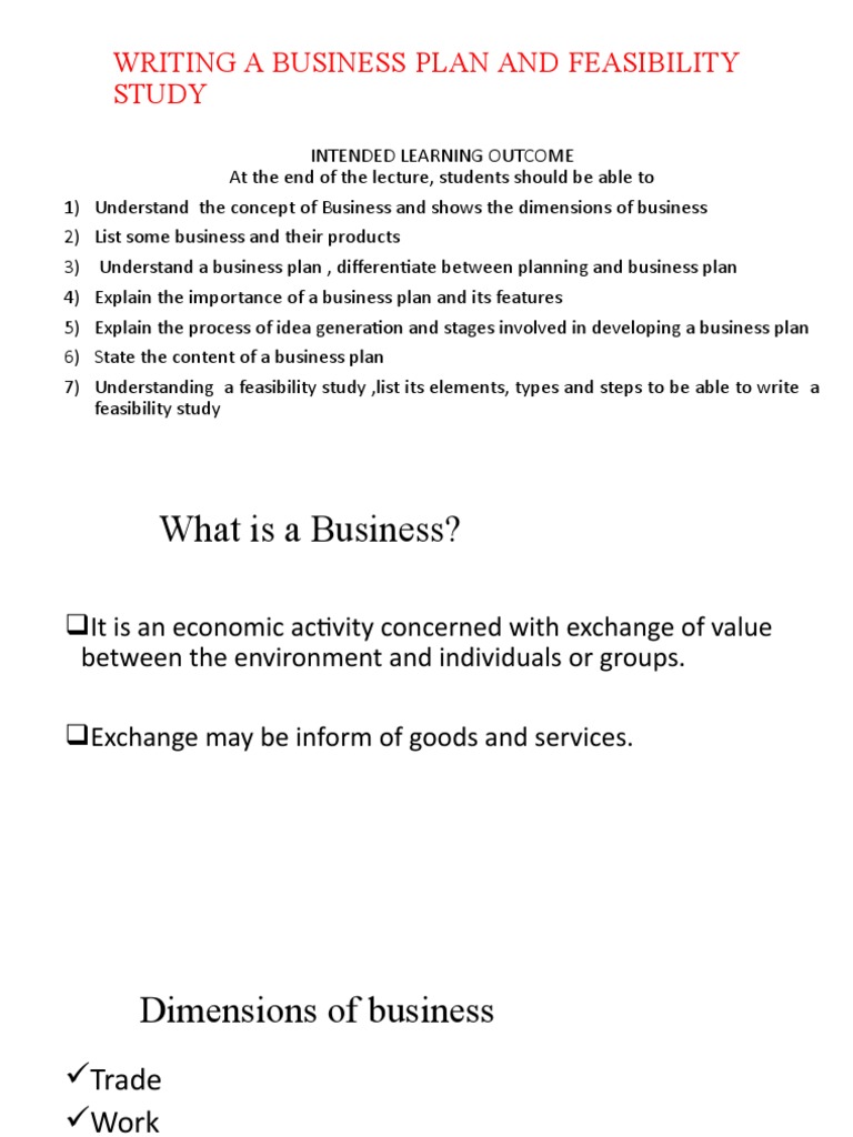 Writing A Business Plan and Feasibility Study - 360966104 | PDF ...