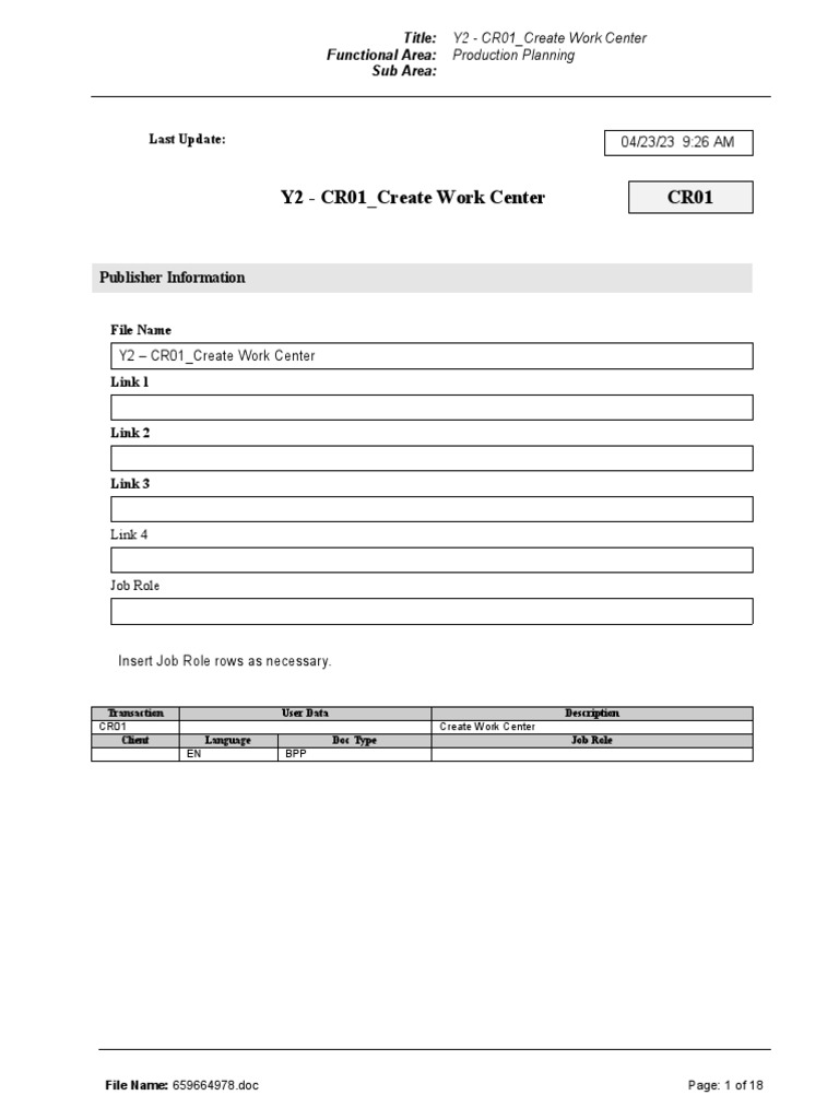 Y2 - CR01 - Create Work Center | PDF | Computing | Software Engineering