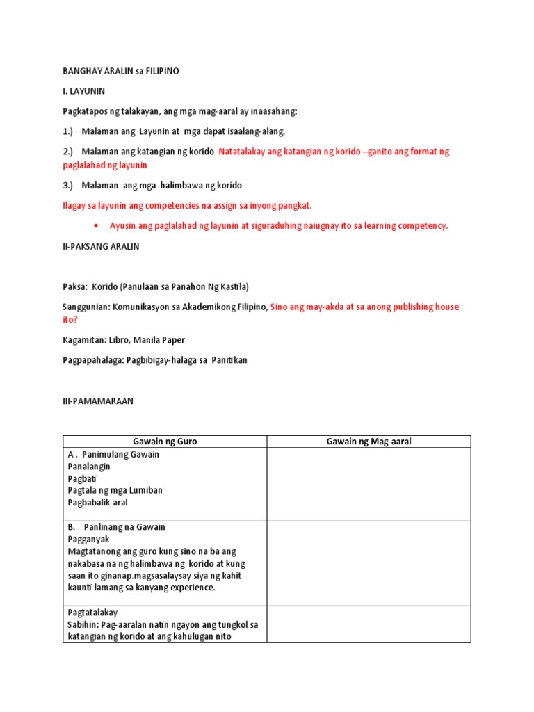 BANGHAY ARALIN Sa FILIPINO | PDF