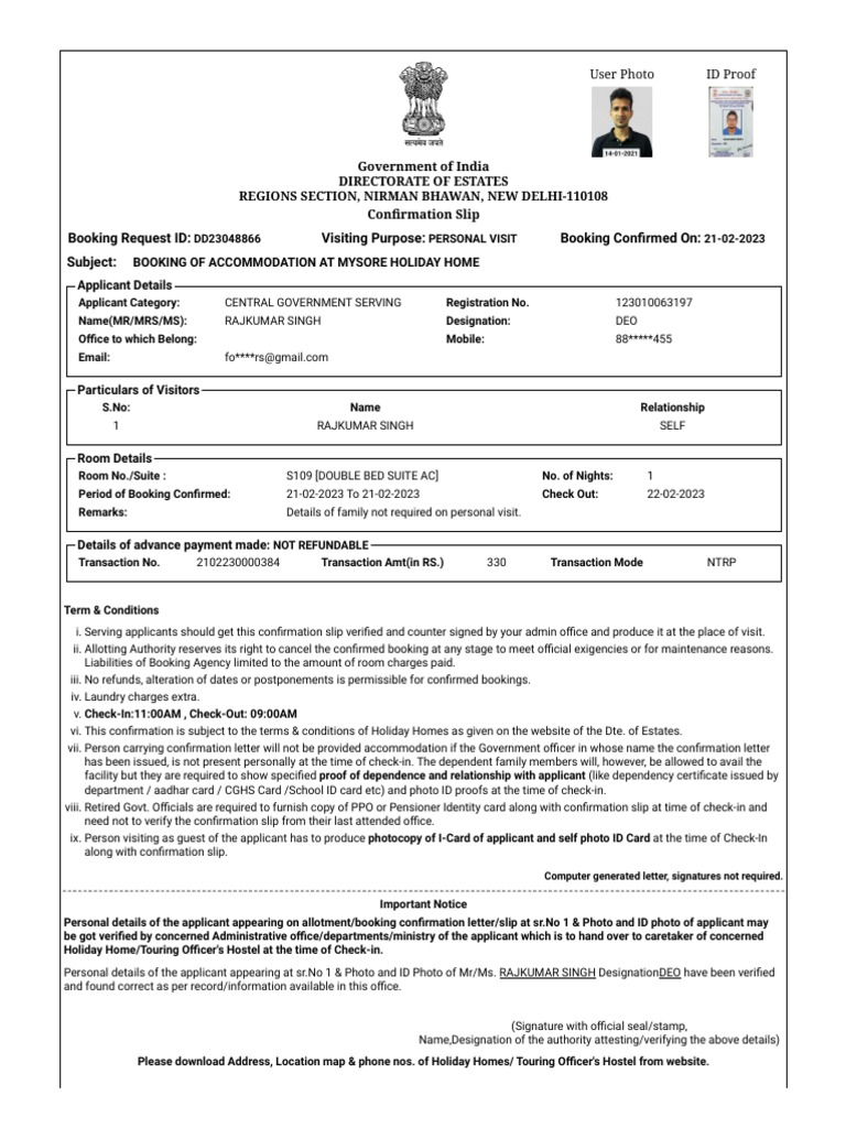 Confirmation Slip | PDF