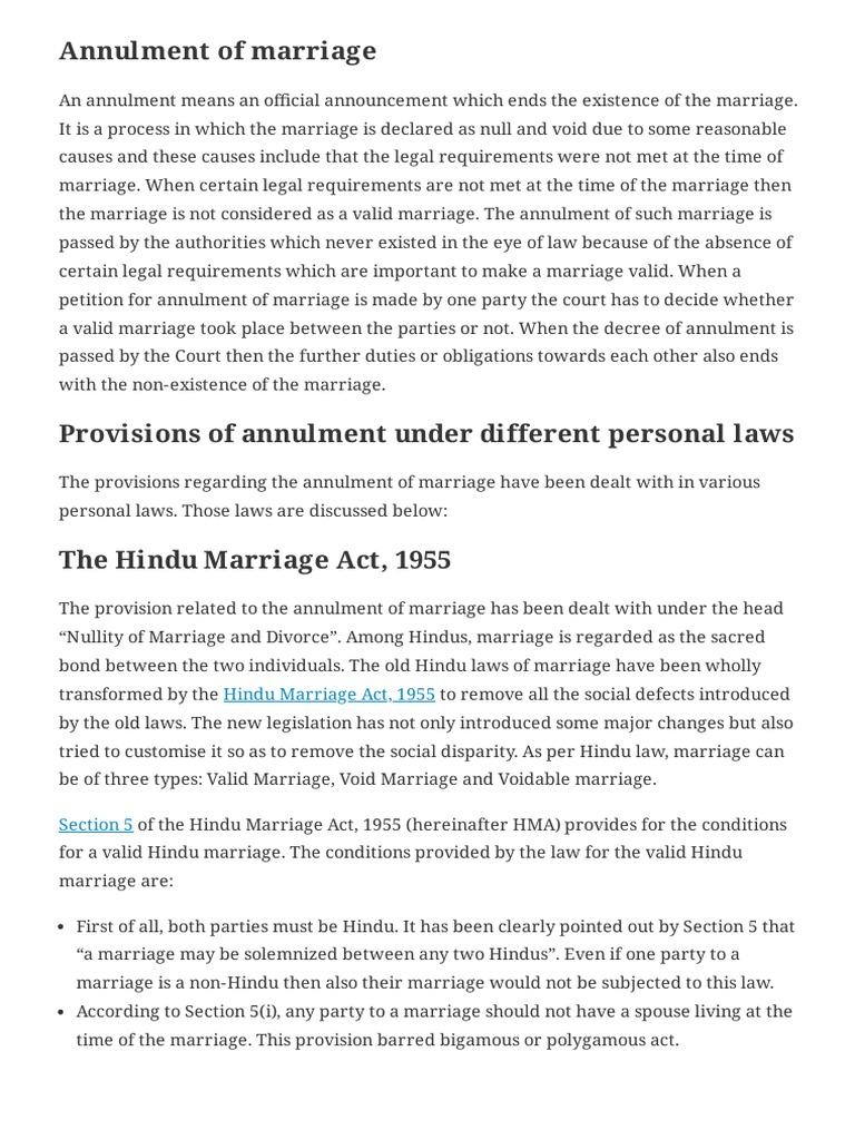 Nullity of Marriage | Download Free PDF | Annulment | Common Law