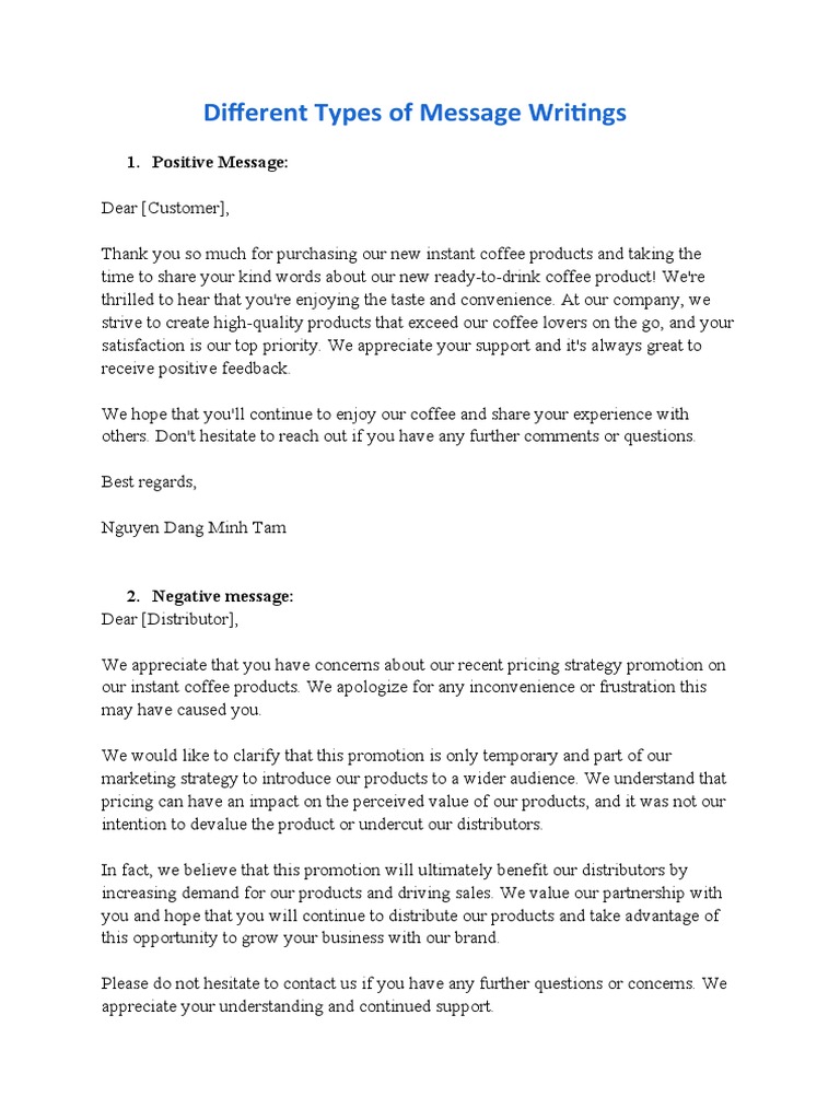 Different Types of Message Writings - Nguyễn Đăng Minh Tâm - 47K01.2 ...