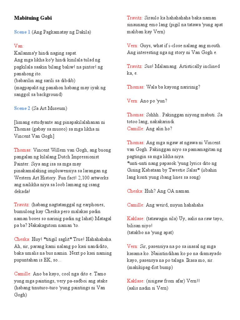 Mabituing Gabi: Scene 1 | PDF
