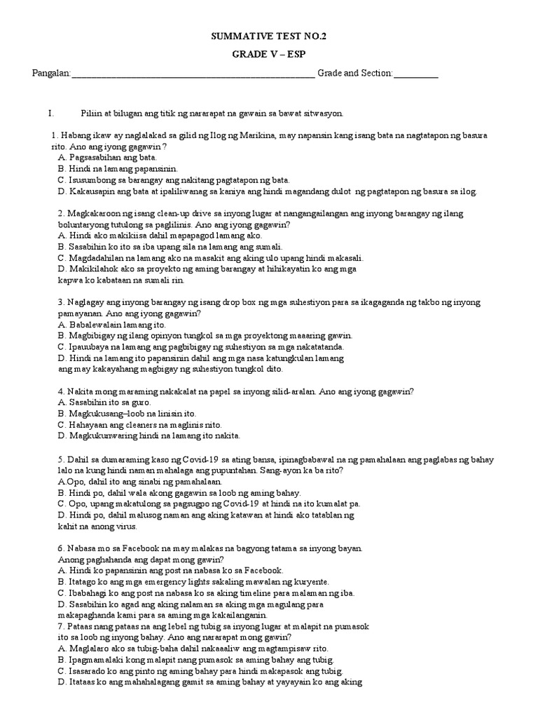 Pangalan: - Grade and Section | PDF