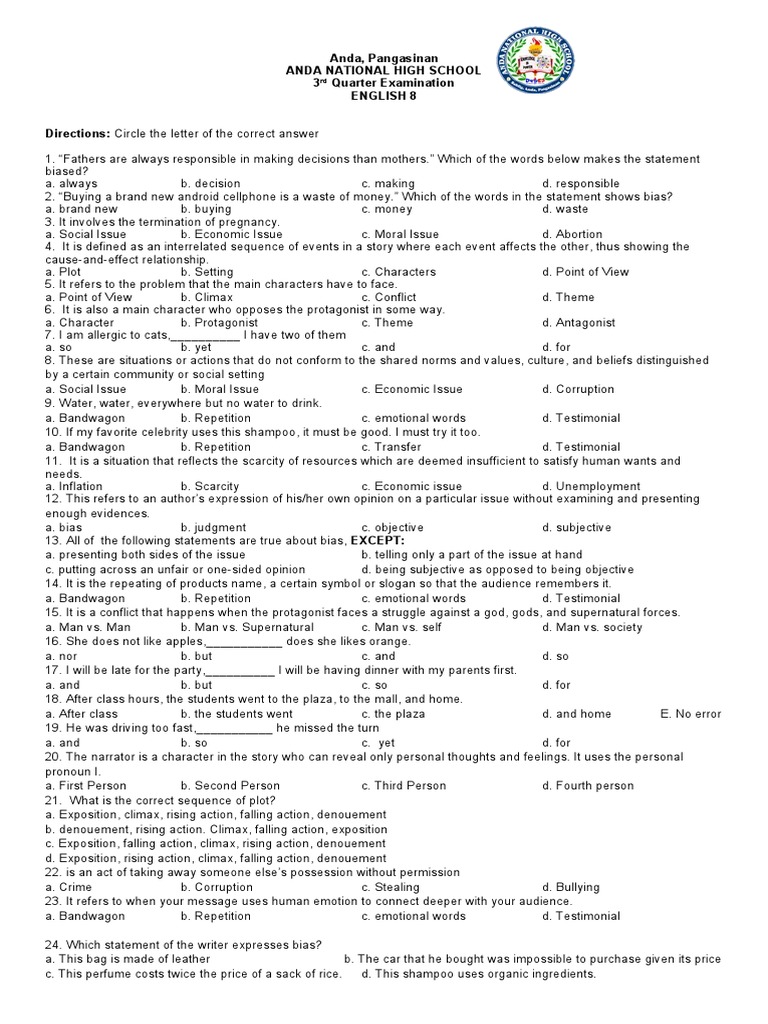 Test Questions | PDF | Bias | Morality