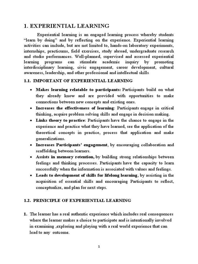 1.1. Important of Experiential Learning | PDF | Learning Styles | Learning