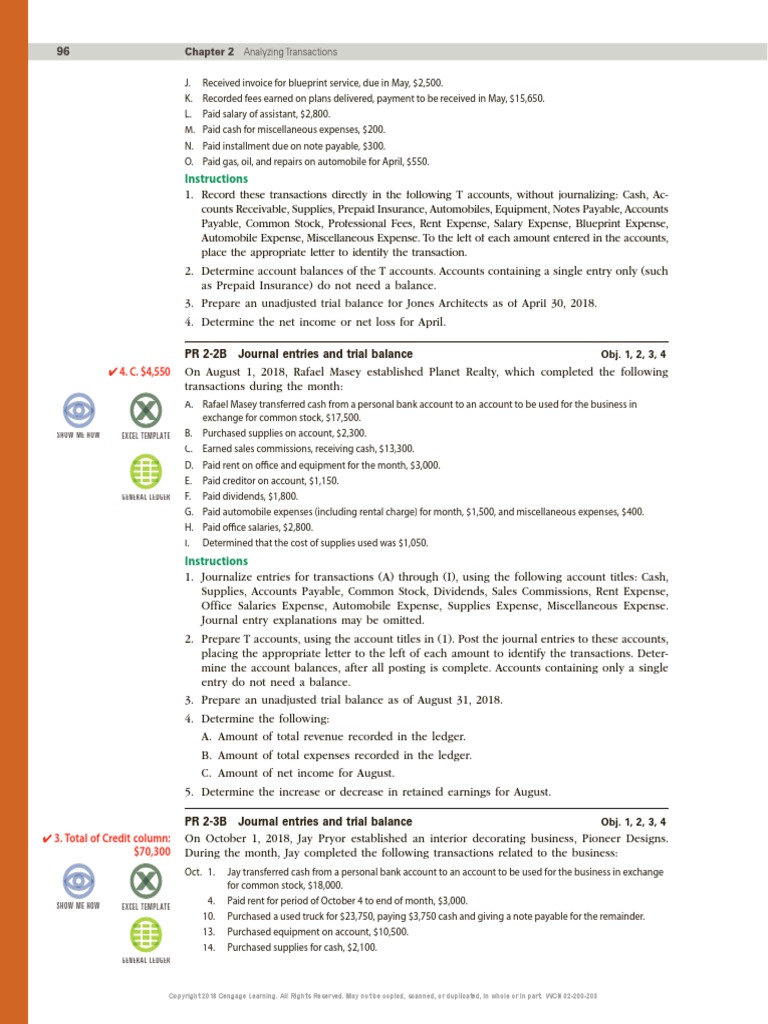 Exercise of Chapter 2 - Analyzing Transactions - Page 45 | PDF