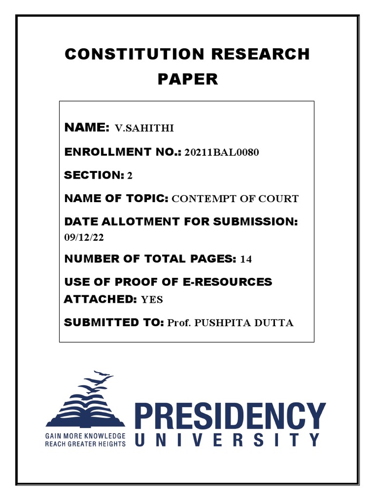 Analysis of the Law of Contempt of Court in India Through a Case Study ...