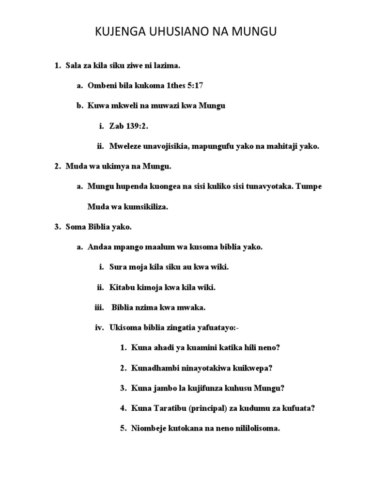 Kujenga Mahusiano Na Mungu | PDF