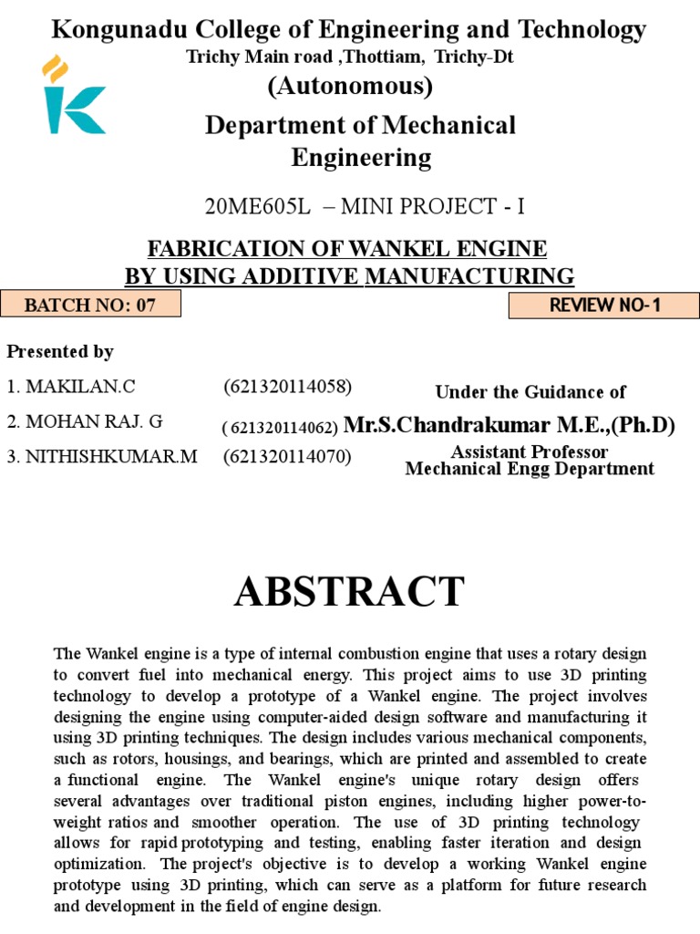 Mini Wankel Engine Fabrication Project | PDF | Internal Combustion ...