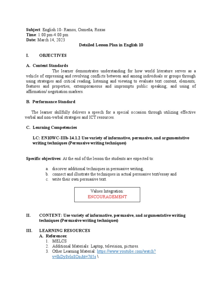 DLP Week 2 Day #2 Persuasive Writing Techniques | PDF | Persuasion ...