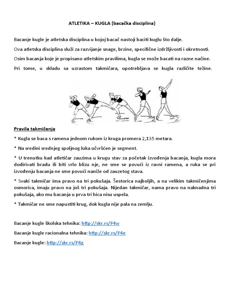 Atletika - Bacanje Kugle | PDF