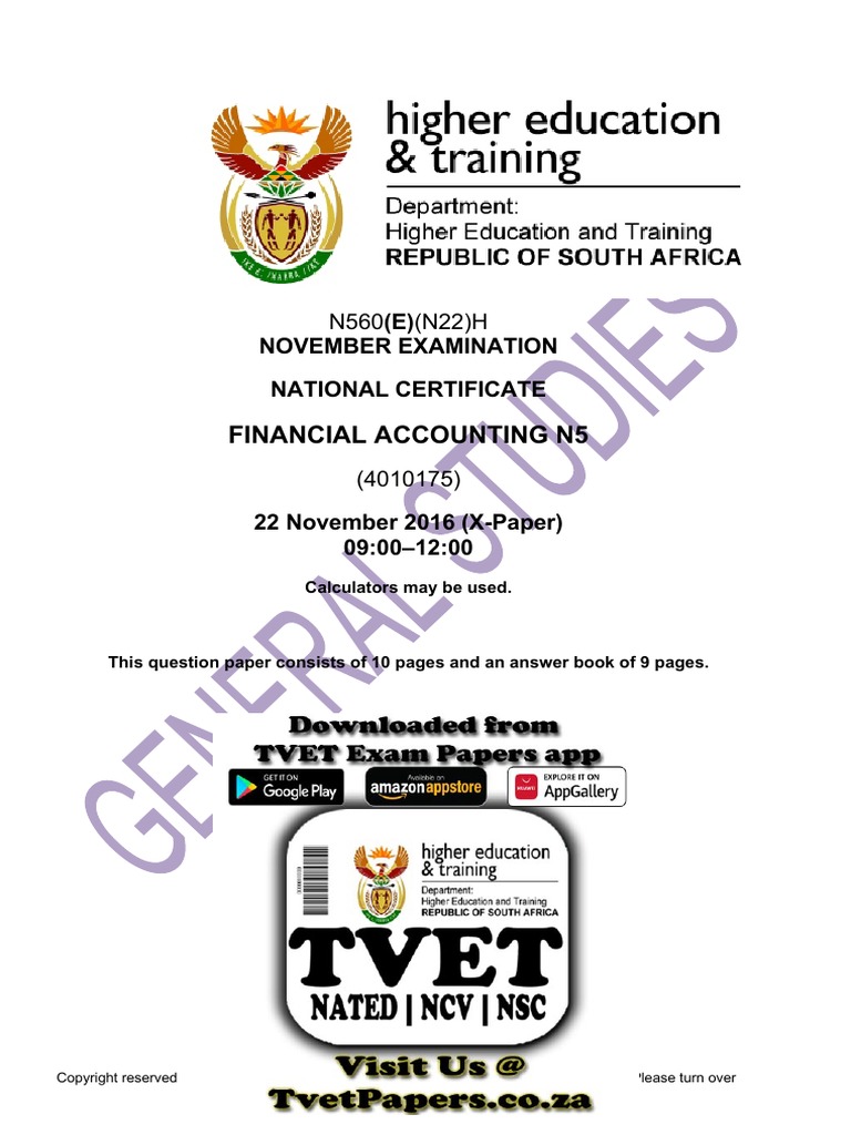 N5 Financial Accounting November 2016 | PDF | Credit | Finance & Money ...