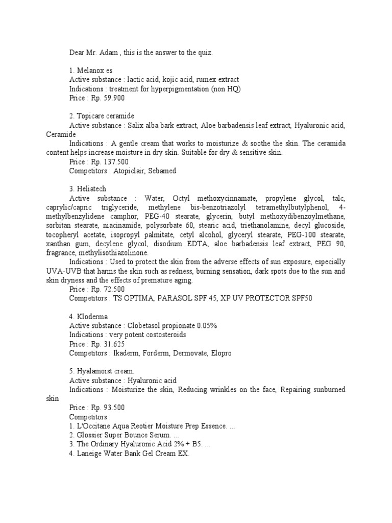 Quis SDM | Download Free PDF | Chemical Substances | Dermatology