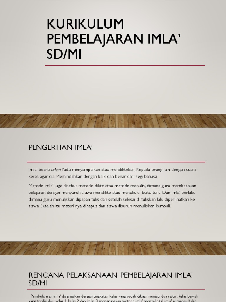 Kurikulum Pembelajaran Imla' Sd/Mi | PDF