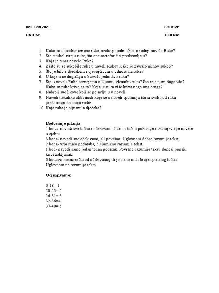 Ranko Marinkovic, Ruke - Provjera | PDF